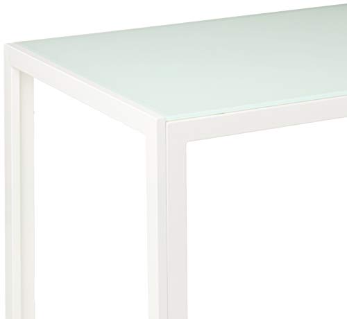 IDS Home Modern Kitchen Dining Table with White Glass Table Top Dining Room Furniture Table - White (Table Only)