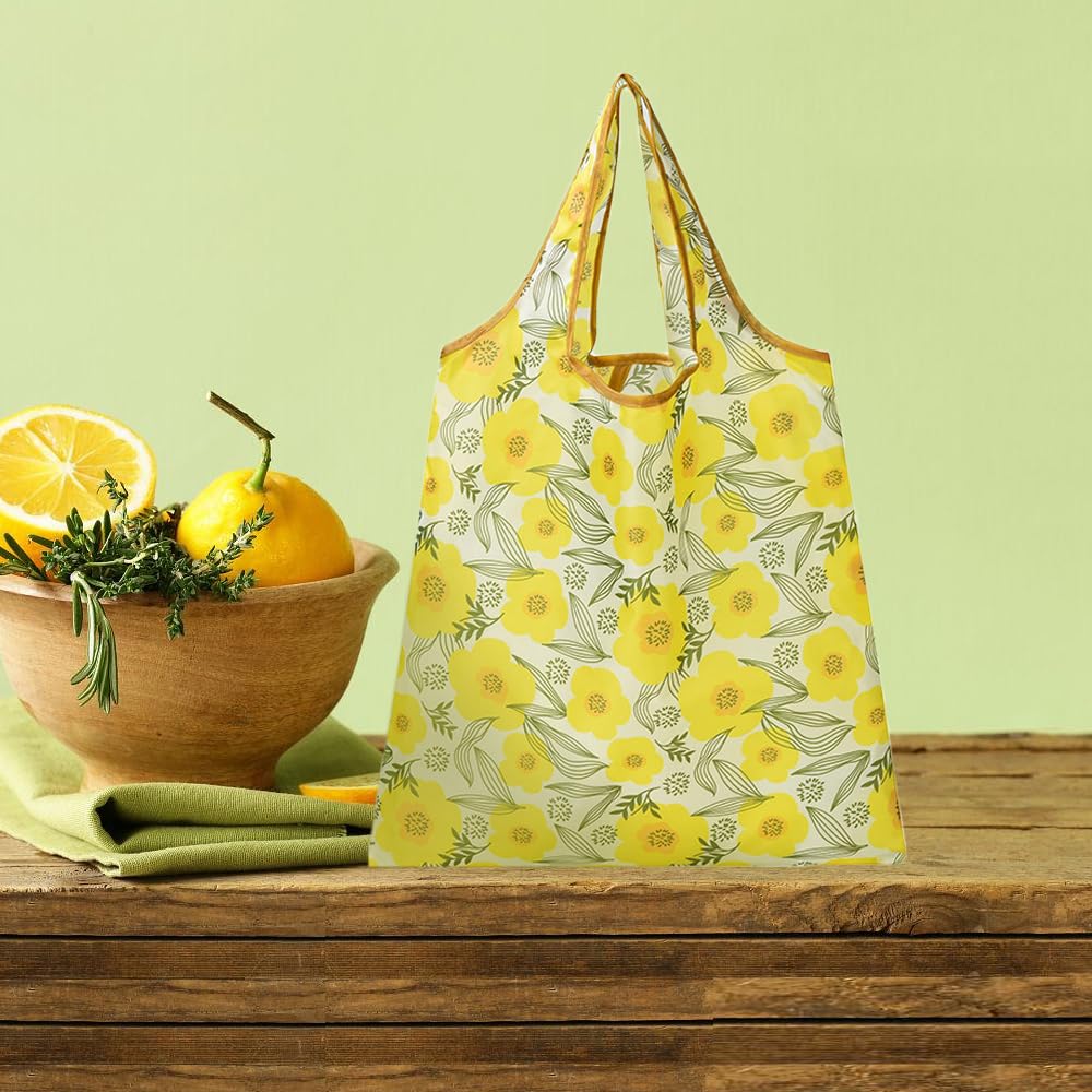 4 PCS Reusable Grocery Bags, Foldable Reusable Shopping Bags, Folding Cute Tote Bags for Grocery Shopping