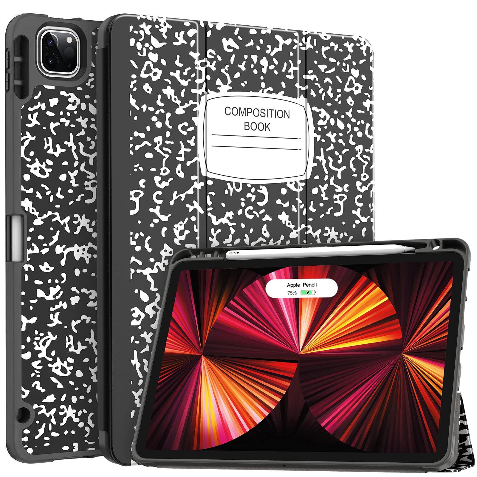 Soke for iPad Pro 11 Case (M2) 2022/2021/2020 with Pencil Holder - [Full Body Protection + Apple Pencil Charging + Auto Wake/Sleep], Soft TPU Back Cover for 2022 iPad Pro 11 inch(Book Black)