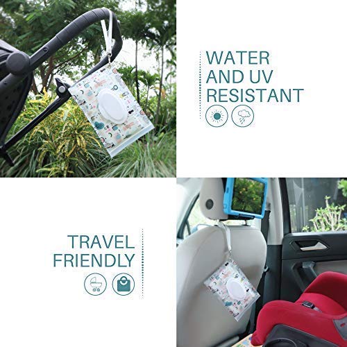 Orchid Hearts Baby Wipes Dispenser - Portable & Refillable Wet Wipe Pouch, Reusable Baby Wipes Holder & Baby Wipe Container, Baby Essential, Makeup Wipe Travel Case - Rain Forest, 2pcs