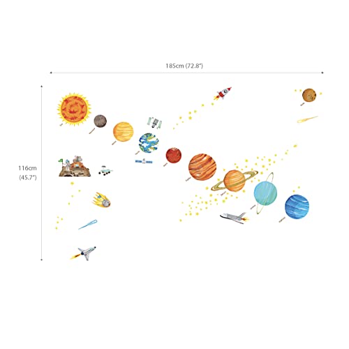 DECOWALL SG2-1501 The Solar System Kids Wall Stickers Wall Decals Peel and Stick Removable Wall Stickers for Kids Nursery Bedroom Living Room (Large) d?cor