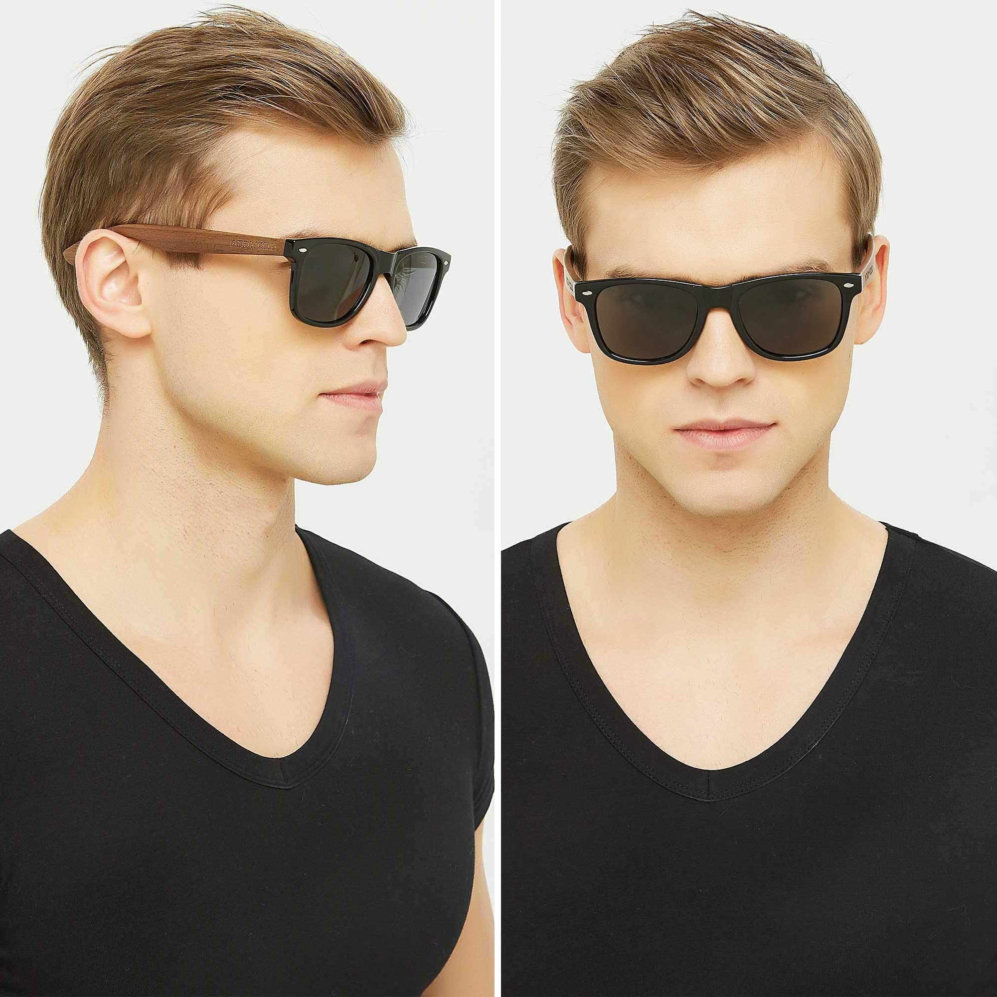 ANDWOOD Wood Sunglasses Polarized for Men Women Uv Protection Wooden Bamboo Frame Mirrored Sun Glasses Black Shades