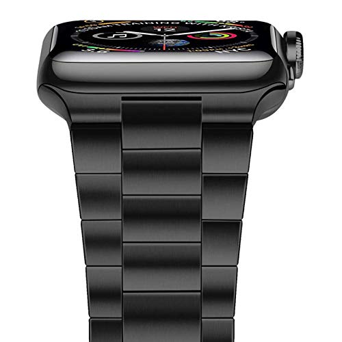iiteeology Compatible with Apple Watch Band 42mm 44mm 45mm 49mm, Upgraded Solid Business Stainless Steel Band for Apple iWatch Ultra SE Series 8 7 6 5 4, Black