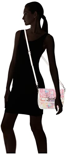 Anne Klein Flap Crossbody w/Horse bit, Ombre Rainbow Lion Logo Print/Anne White