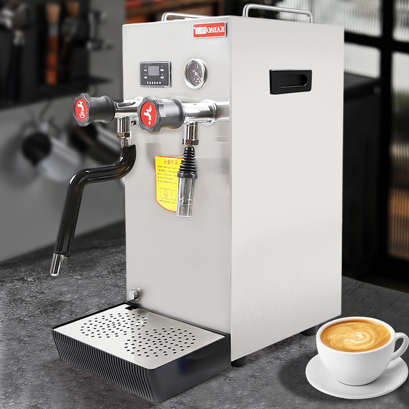 8L /2.1 Gal Commercial Milk Frother Multi-purpose Automatic Steam Milk Foam Machine 2500W for Coffee Shop, Bar, Milk Tea Shop