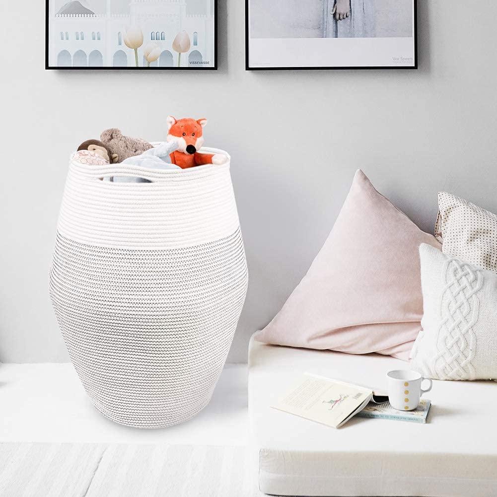 ROPECUBE 145L laundry basket with Lid, Large Foldable Laundry Hamper for laundry with net bag,Clothes Basket Organizer with 2 storage bag for Bedroom and Bathroom (White 俺的 Gray)