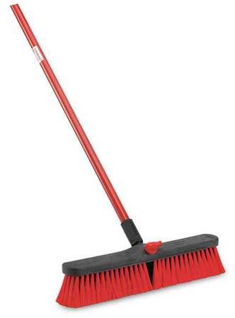 LIBMAN Red Recycled PET Sweeping Push Broom with Handle