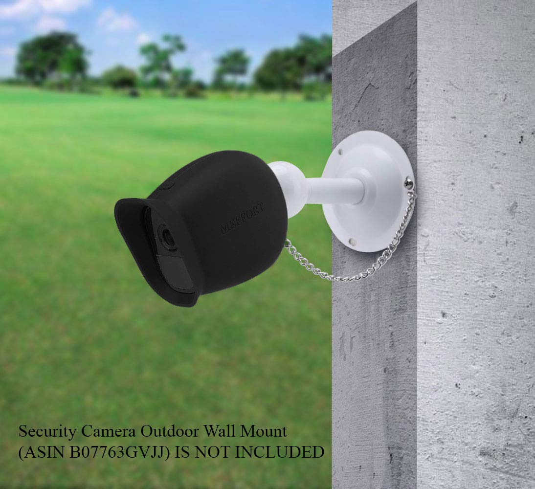 Meffort Inc Silicone Skin Cover with Dual Layer Sunshade Design, Clear (Not Fuzzy) Night Vision - Sun Glare UV Weather Protection Cover Compatible with Arlo Pro & Arlo Pro 2 Camera, 3 Pack (Black)