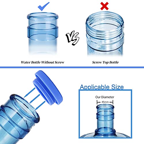 5 Gallon Water Bottle Caps Pack of 6, Silicone Replacement Caps for 5 Gallon Water Jug Reusable, No Spill 5 Gallon Water Jug Lids Leak Proof Fit 55mm Bottles
