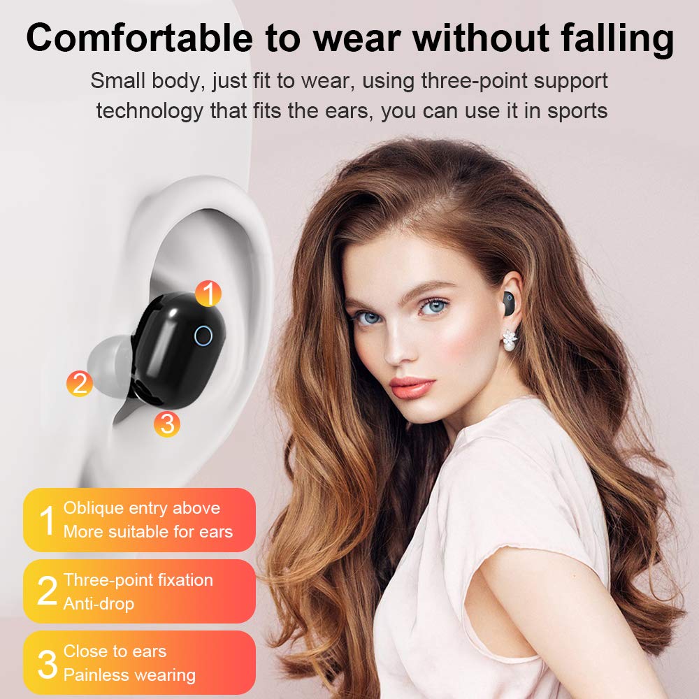 SLuB Wireless Earbuds, Bluetooth 5.0 Wireless Automatic Pairing Earphones,TWS Left and Right Separation Earbuds, Remaining Power Display (with Charging Box)(Black)