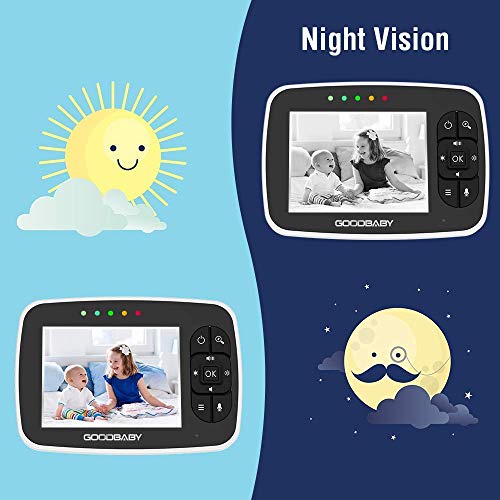 GoodBaby Baby Monitor with Remote Pan-Tilt-Zoom Camera|Keep Babies Safe with 3.5β Large Screen, Night Vision, Talk Back, Room Temperature, Lullabies, 960ft Range1