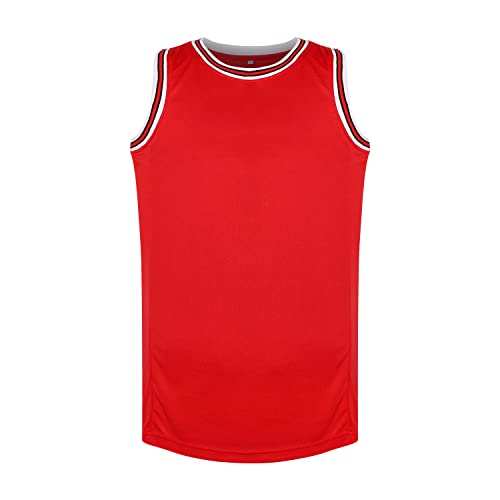 Blank Basketball Jersey Men's Mesh Athletic Sports Shirts Black Yellow White Blue Red S-3XL(Red,XX-Large