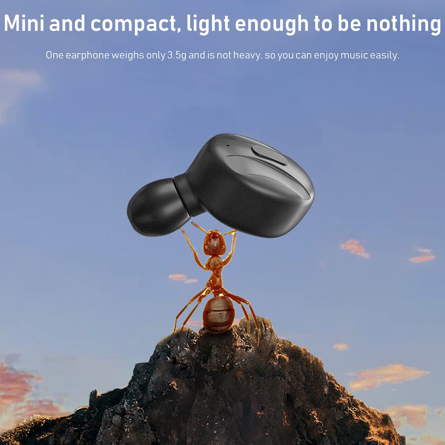 SEYOO Earbuds Mini in-Ear Earphones with 350Mah Charging Case, Touch Control, IPX5 Waterproof Headphones Headset with LED Display Built-in Mic for SportsWorkout, Urban Gray