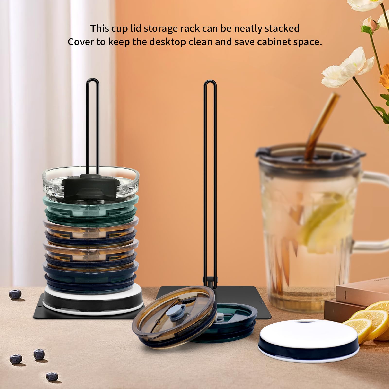 3PC Stacking Tumbler Lid Organizer - Space-Saving Design - Holds up to 30 Lids - Lid Organizer for YETI - Cup Lid Organizer - Lid Holder for Cups - Kitchen Cabinets and Countertops are Neat and Tidy.
