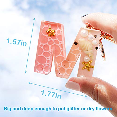 Mocoosy 134Pcs Silicone Alphabet Resin Molds Kit Letter Number Silicone Mold Epoxy Resin Casting Molds Keychain Making Set with 1 Hand Drill 2 Drill Bits 30 Key Rings 100 Screw Pins
