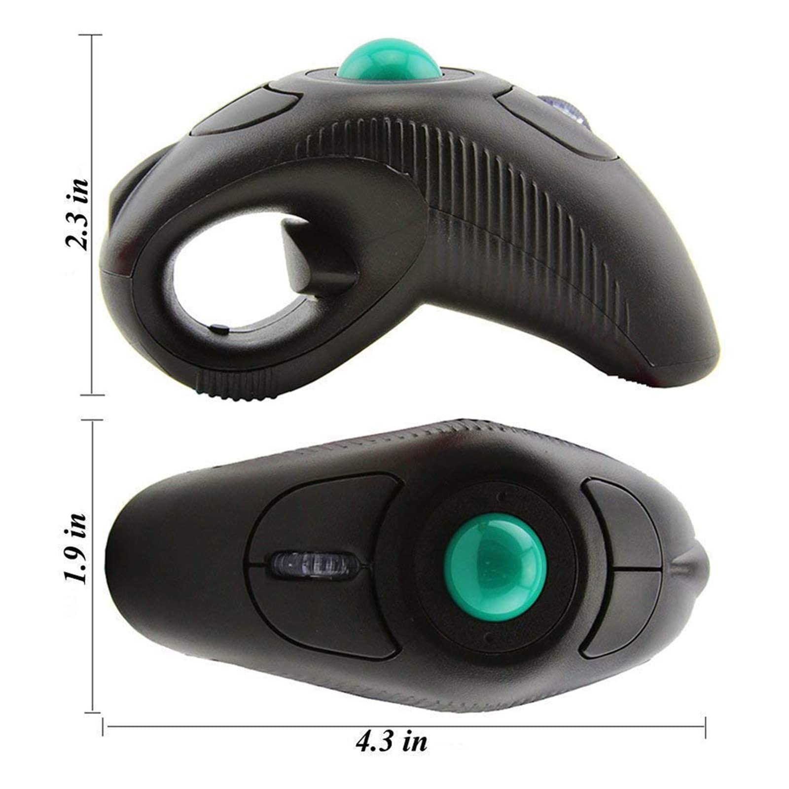 EIGIIS 2.4G Ergonomic Trackball Handheld Finger USB Mouse Wireless Optical Travel DPI Mice for PC Laptop Mac Left and Right Handed