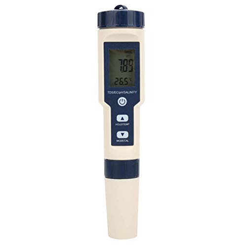 5 in 1 Portable Digital Water Quality Tester Hydroponics Detector Multifunctional PH/Salinity/Temp/TDS/EC Meter