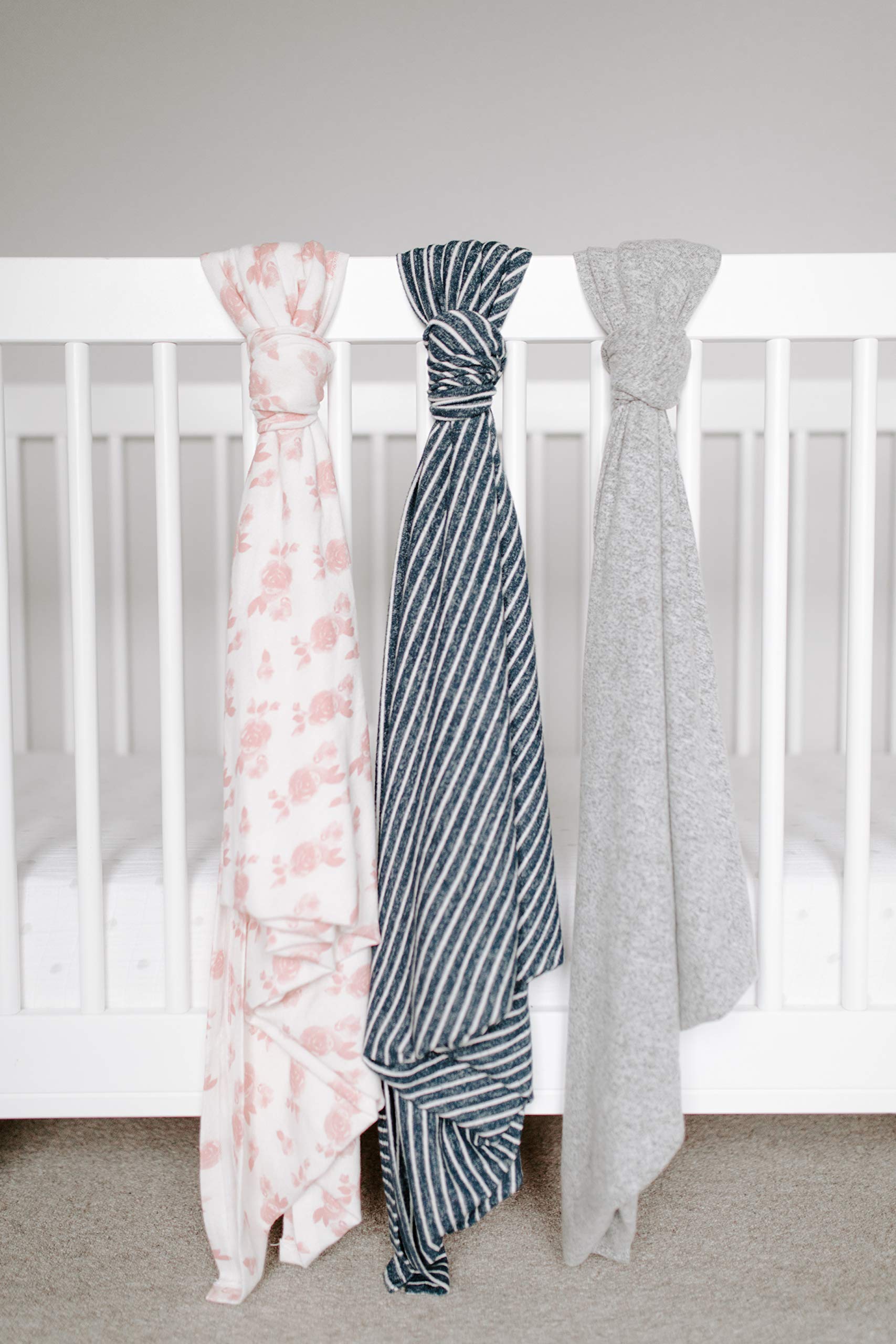 aden + anais Snuggle Knit Baby Swaddle Blanket for Newborn Girl and Boy, Versatile Stroller Cover, Burp Cloth, Nursing Shield, 47 x 47 Inch, Rosettes