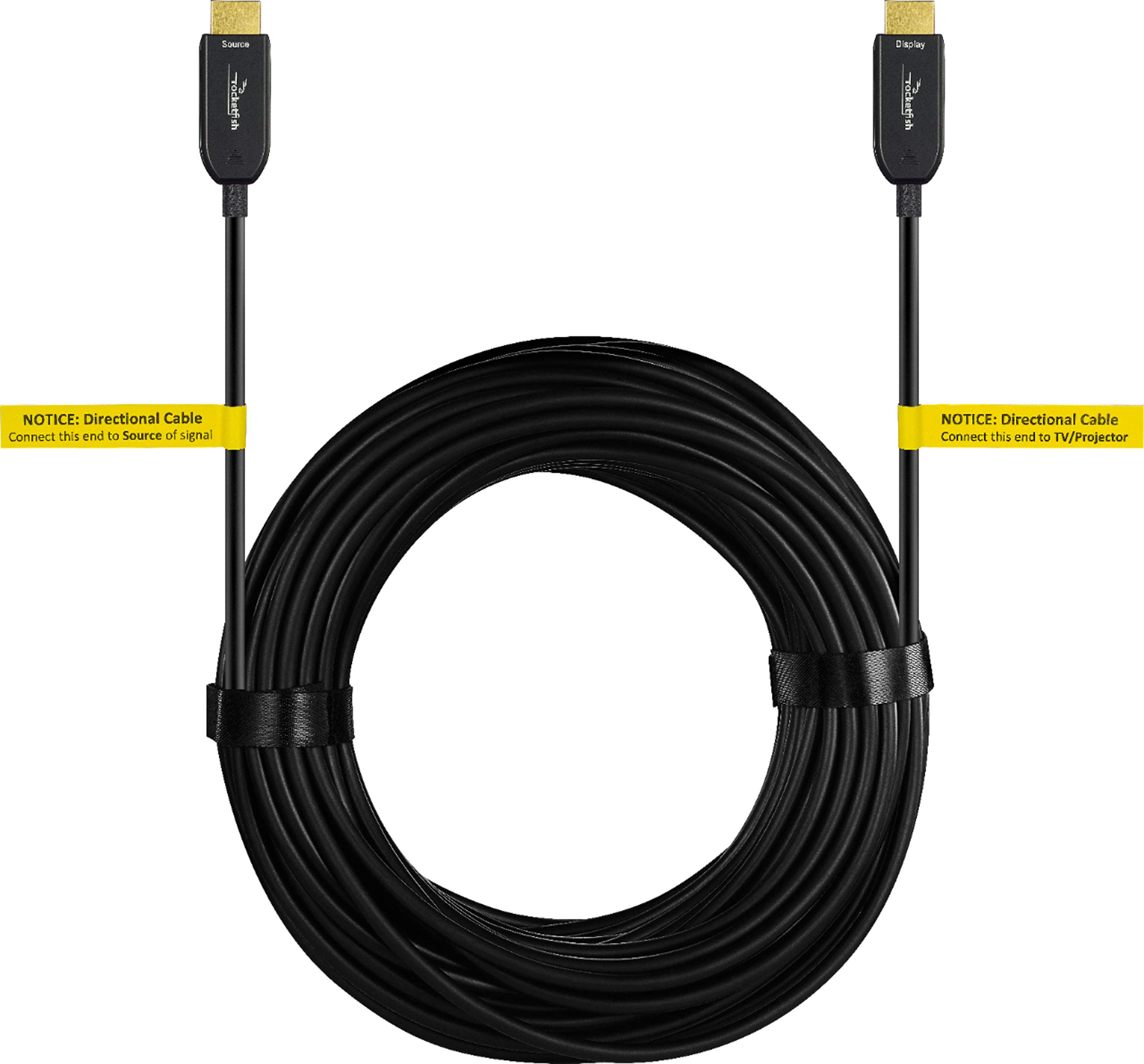 Rocketfish™ - 100' 4K UltraHD/HDR in-Wall Rated Active Fiber Optical HDMI Cable - Black