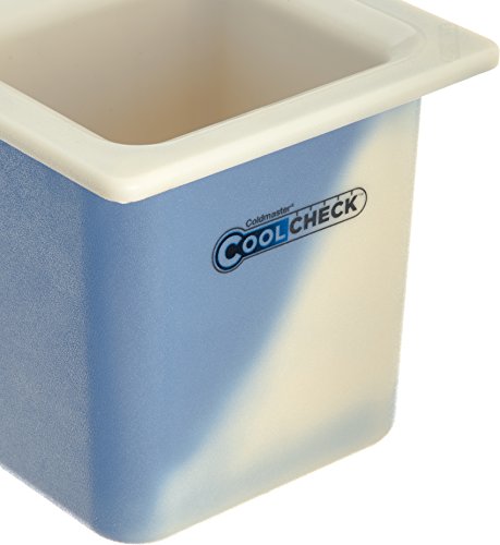 Carlisle CM1105C1402 Coldmaster CoolCheck 6" Deep Sixth-Size High Capacity Insulated Cold Food Pan, 1.7 Quart, Color Changing, White/Blue
