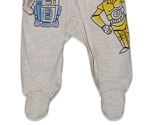 STAR WARS Baby Boys 2 Pack Sleep N' Play Footies Chewbacca Yoda R2-D2 3-6 Months