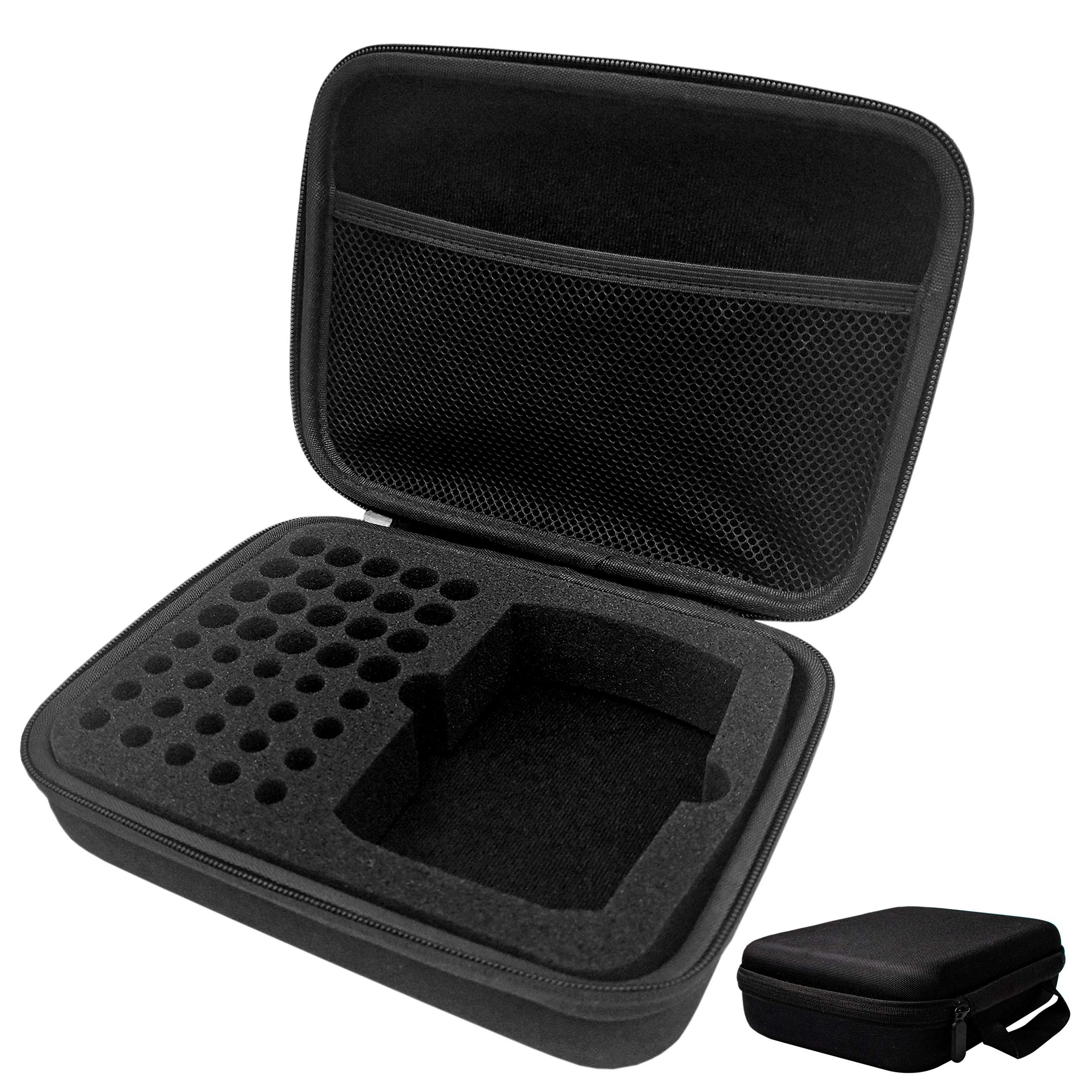 JJYHEHOT Battery Organizer Storage Bag, Safe Neat Shockproof Hard Portable Batteries Case, Holds 40 AA and AAA Batteries with Mesh Pocket for Chargers
