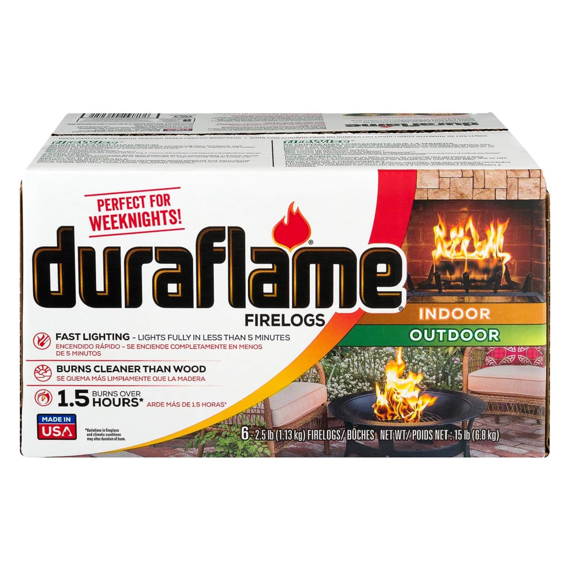 Duraflame 2.5 Pound 3 Hour Long Burn Time Indoor and Outdoor Quick Light Fire Log for Camping, Firepits, Bonfires, and Fireplaces (12 Pack)