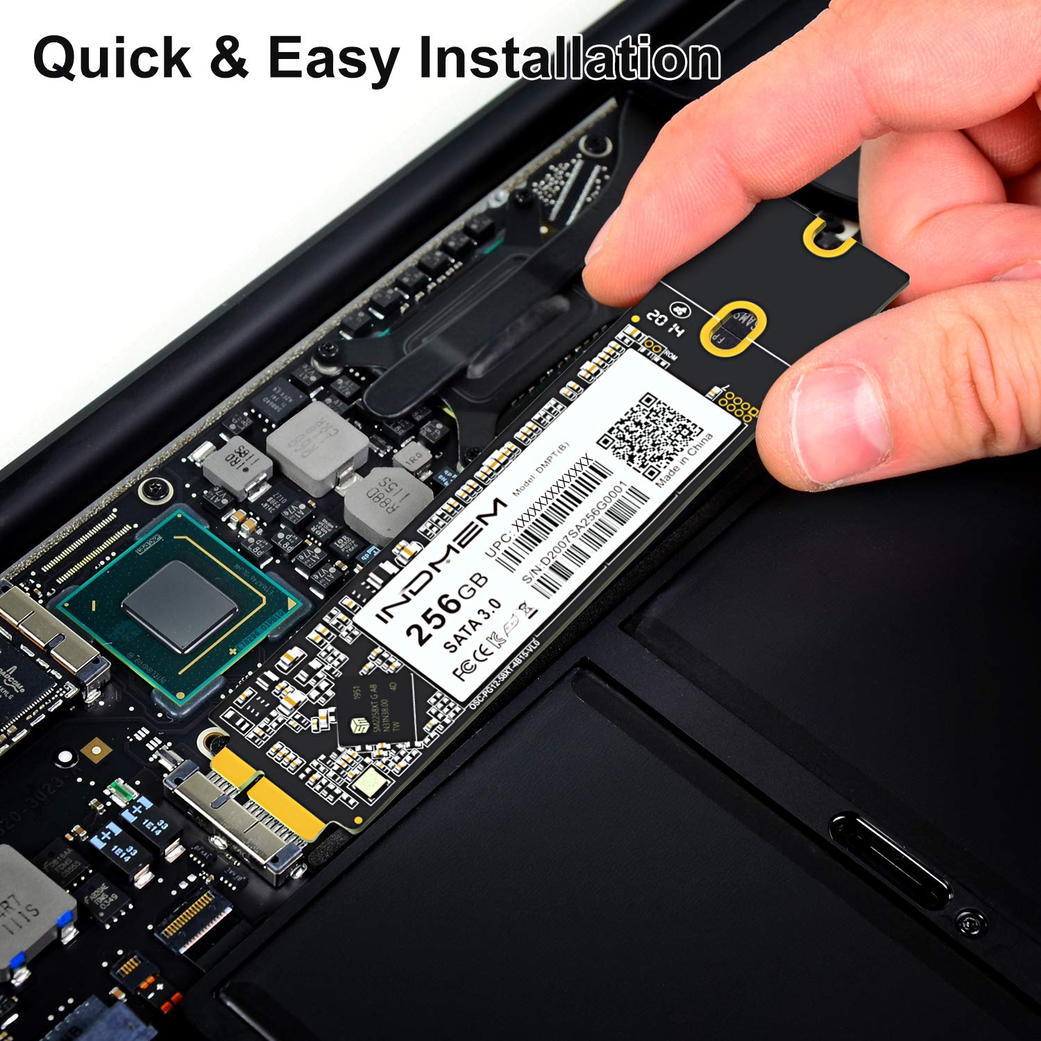 INDMEM SATA SSD 256GB 3D TLC Flash Drive Disk Replacement for MacBook Air Mid 2012 A1465 (EMC 2558), A1466 (EMC 2559)