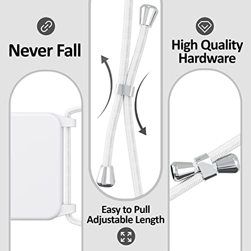 blaspins Crossbody Lanyard Strap Case for iPhone 13 Pro, Neck Cross Body, Adjustable Holder Removable, Drop Protection Shockproof, Hands-Free Silicone Case 6.1 inch, 150 cm Strap, iP13Pro - White