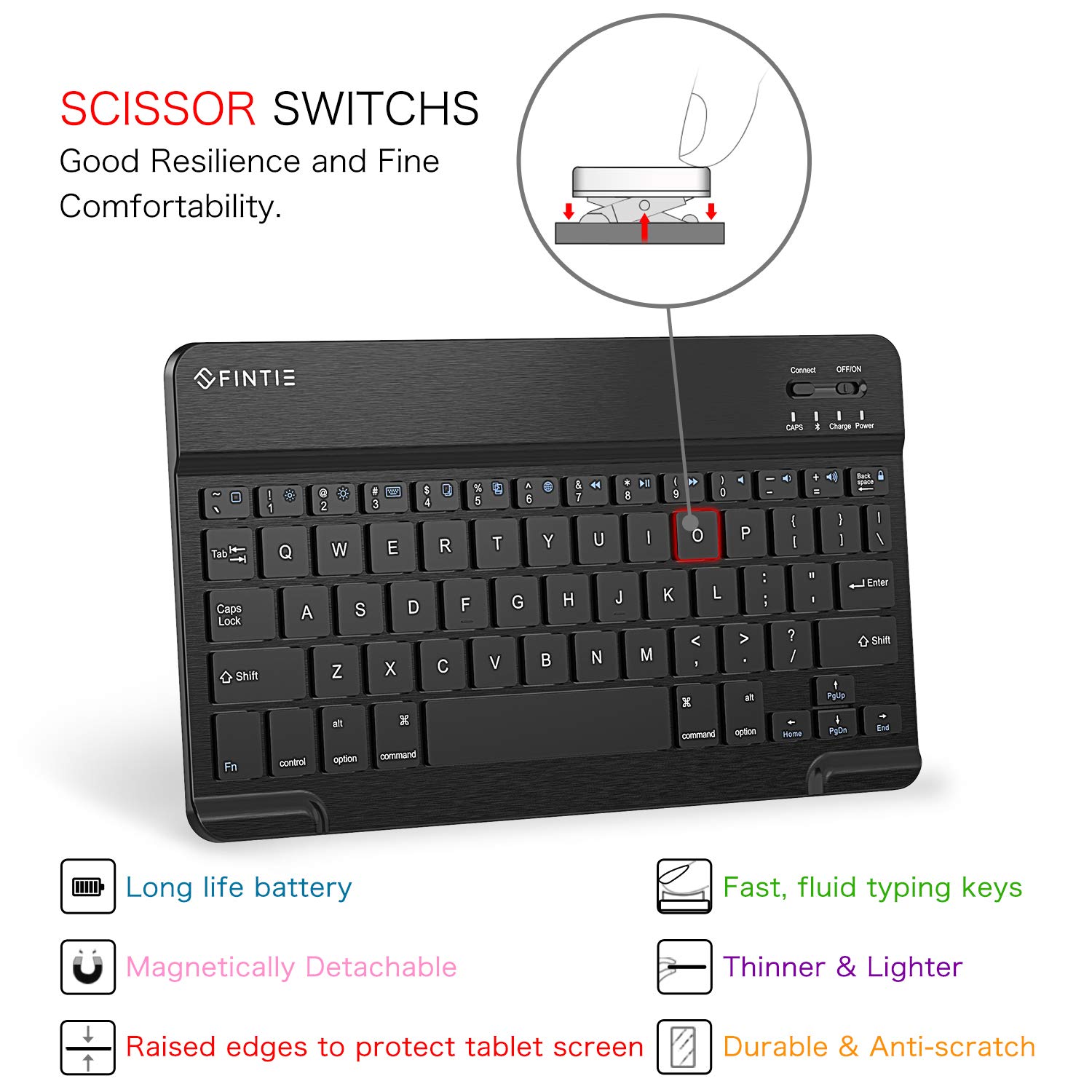 FINTIE Keyboard Case for iPad 6th / 5th Generation (2018/2017), iPad Air 2 / Air 1 (9.7 Inch) - [Built-in Pencil Holder] Soft TPU Back Cover w/Magnetically Detachable Keyboard, Black