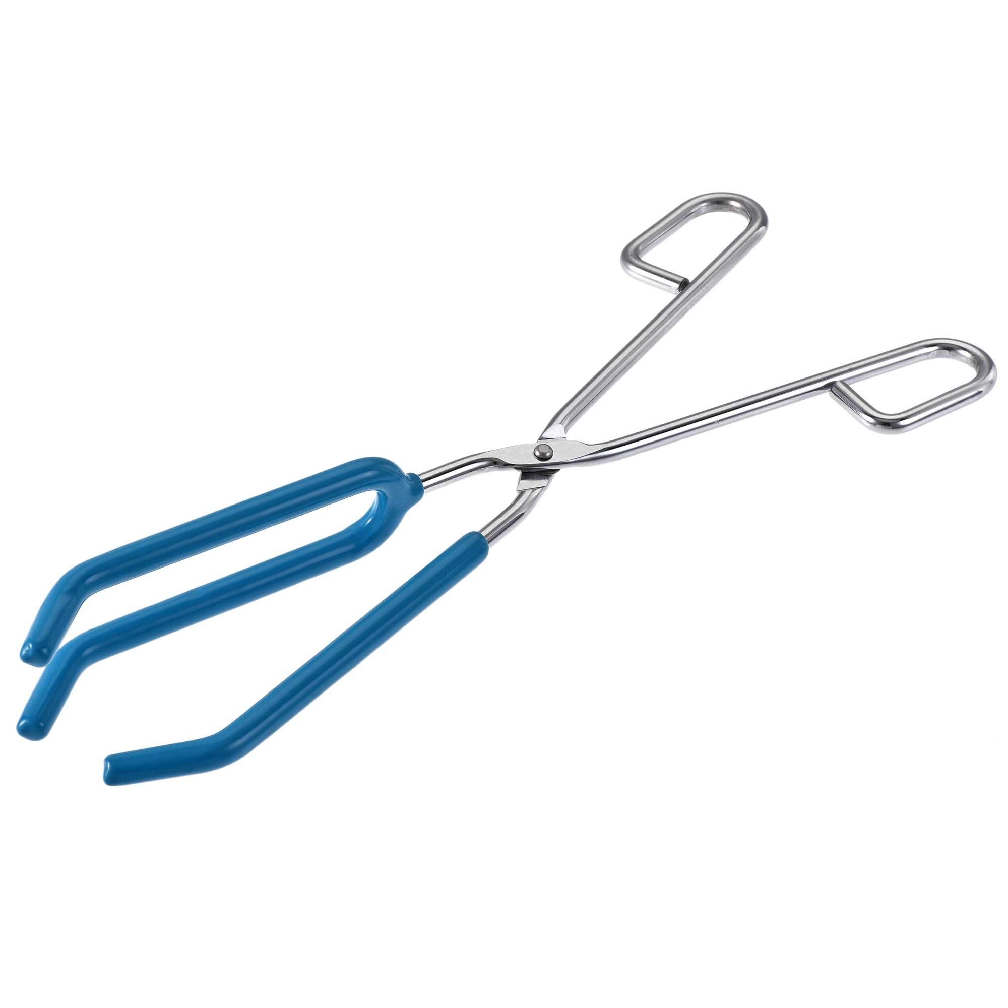 uxcell Lab Beaker Tongs 3 Prongs Stainless Steel 11.81-inch Opens Up to 180mm Width Blue