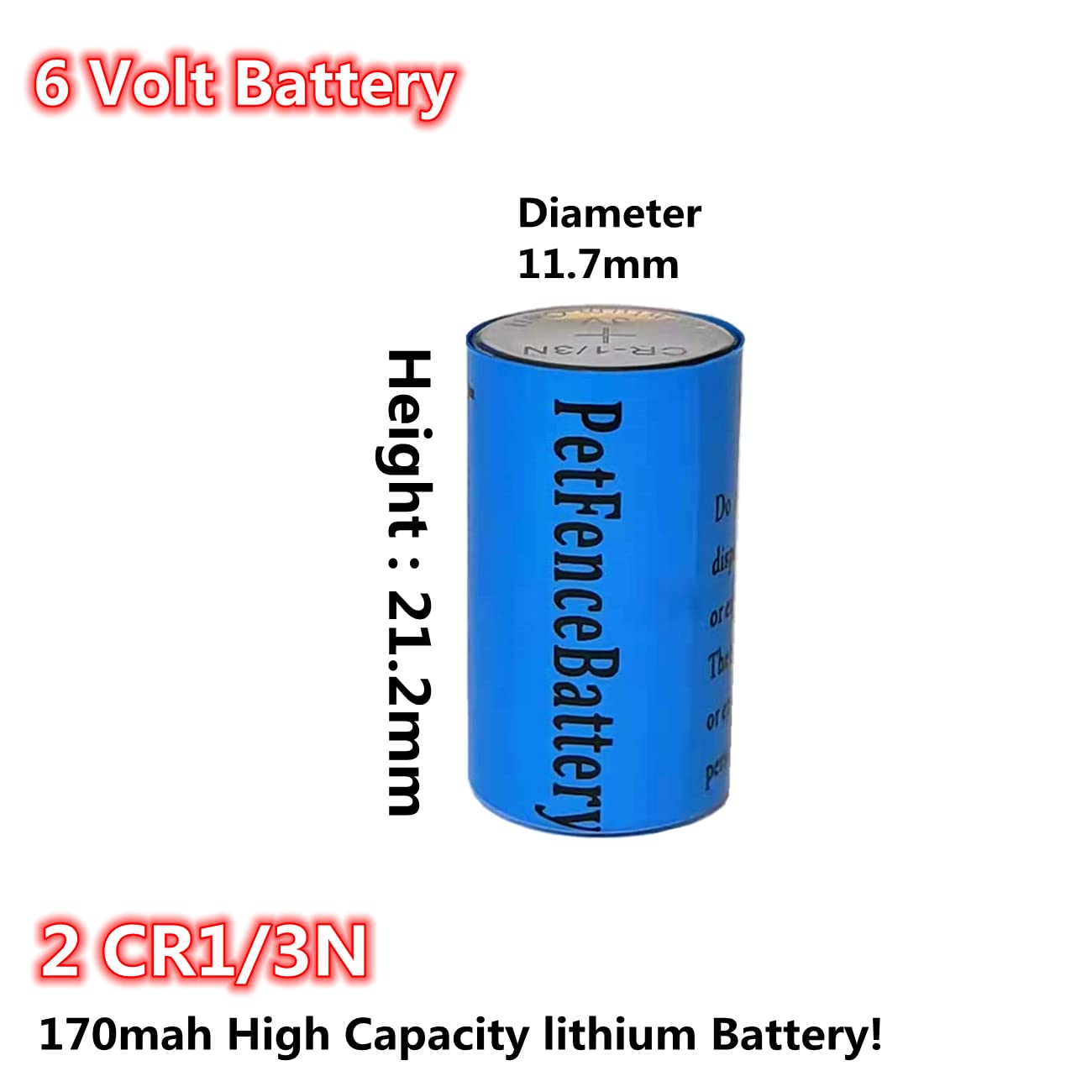 6 Volt Battery Compatible for Pet Stop, Perimeter, Extreme Dog Fence Collar Battery, Two CR1/3N 6v Batteries 170mah High Capacity Lithium Battery! (5 Pack)