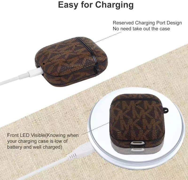 AirPods Case Cover with Keychain, Luxury Full-Body Hard Shell Airpods Protective Cover Case Designed for AirPods 2 & 1, for AirPods Wireless Charging Case