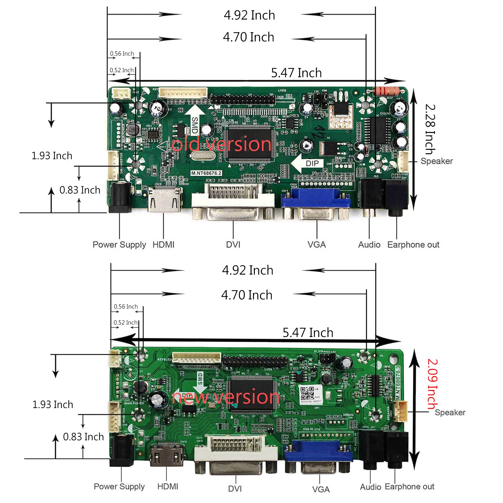 VSDISPLAY HD-MI VGA DVI LCD Controller Board Fit for LM215WF4-TLE9 LM215WF4-TLE7/TLE8 LM215WF3-SLC1/SLC5 LC230EUE-TDA1 LM230WF5-TLD1/TLD2 LM230WF3-SLB2 LM230WF5-TLD5