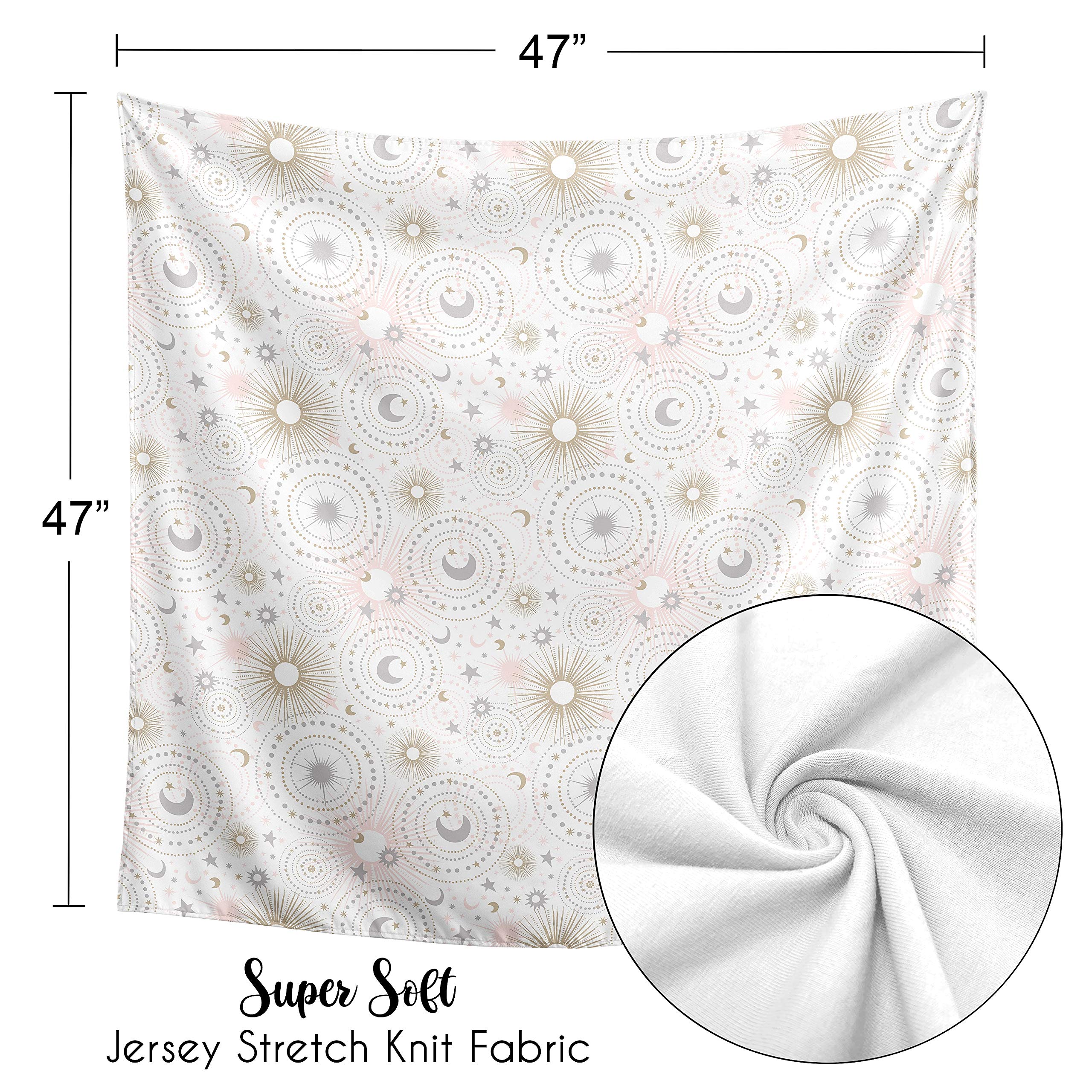 Sweet Jojo Designs Star and Moon Baby Girl Swaddle Blanket Jersey Stretch Knit for Newborn or Infant Receiving Security - Blush Pink, Gold, and Grey Celestial