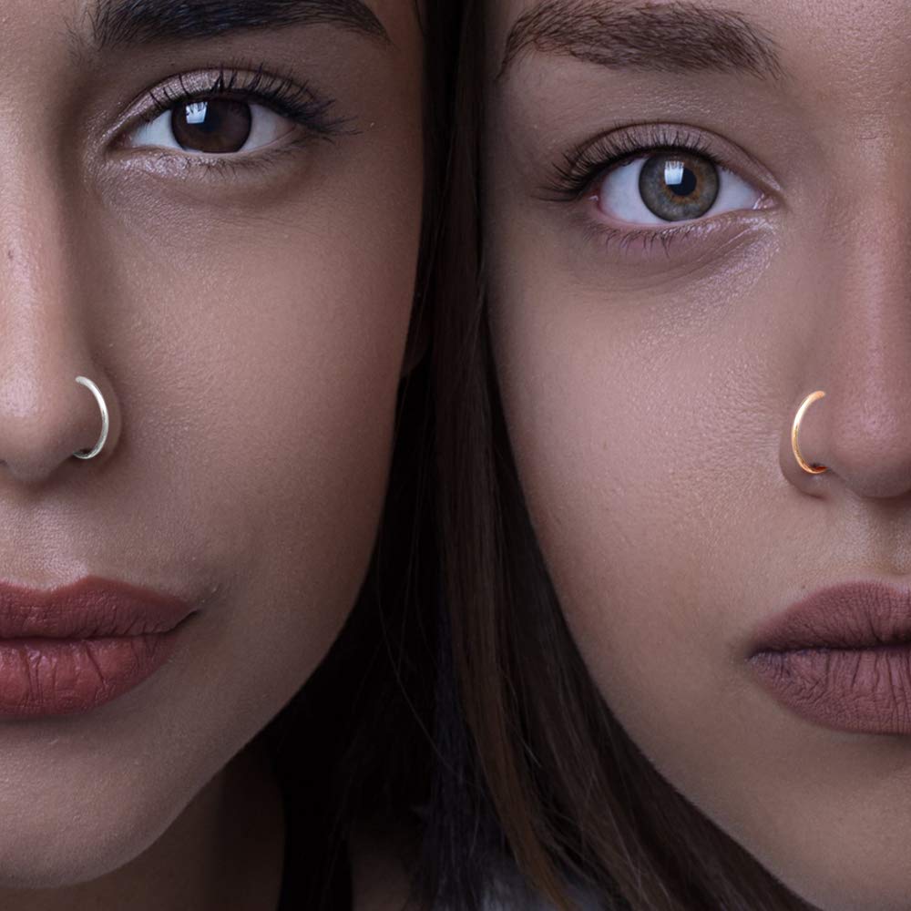 9K Solid White Gold 16 Gauge (1.2MM) - 10MM Diameter Hinged Clicker Segment Ring Ear Septum Tragus Helix Piercing Jewelry