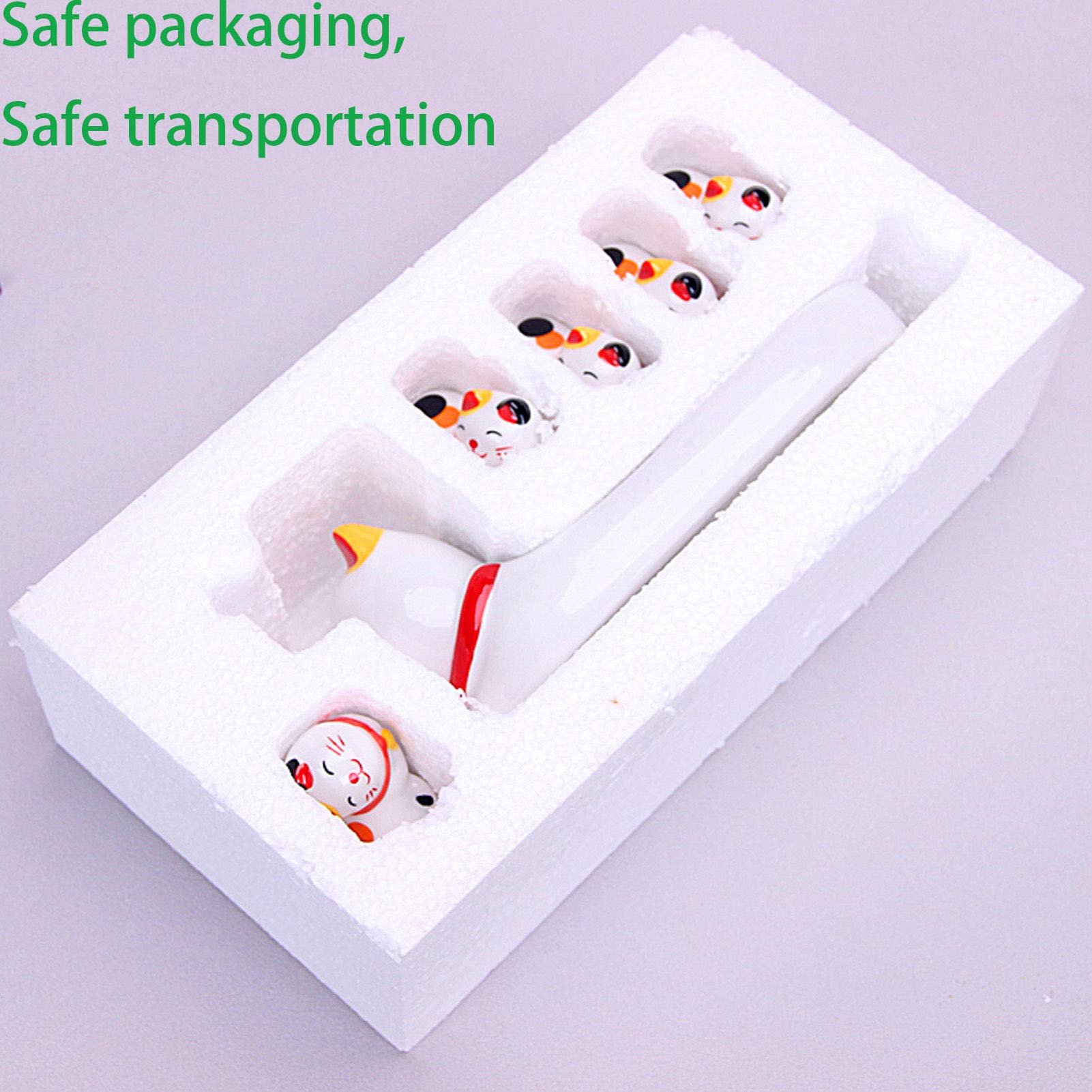 6-piece Cute Ducks Ceramic Chopstick Rests, Spoon Fork Knife Holder Stand Festive Dinner Table Ornament (set)… (Lucky Cat Set)