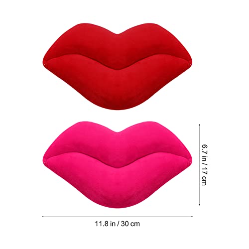 Amosfun 2Pcs Lip Throw Pillows Decorative Pillows Kiss Pillow Throw Pillows Wedding Throw Pillow Cushion for Valentines Day Wedding Party Decorations