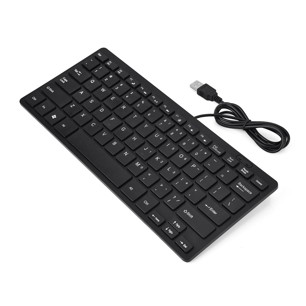 Wired Gaming Keyboard, Universal Mini USB Wired Silent Ultra-Thin 78 Keys Keyboard for Desktop Computer Laptop PC(Black)
