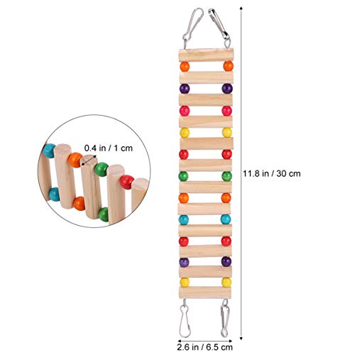 POPETPOP Bunny Toys Bird Ladder Parrot Toys - Natural Wood Step Ladder Swing Bridge for Pet Hamster Parakeet Trainning Playing Birds Cage Accessories Rabbit Toys
