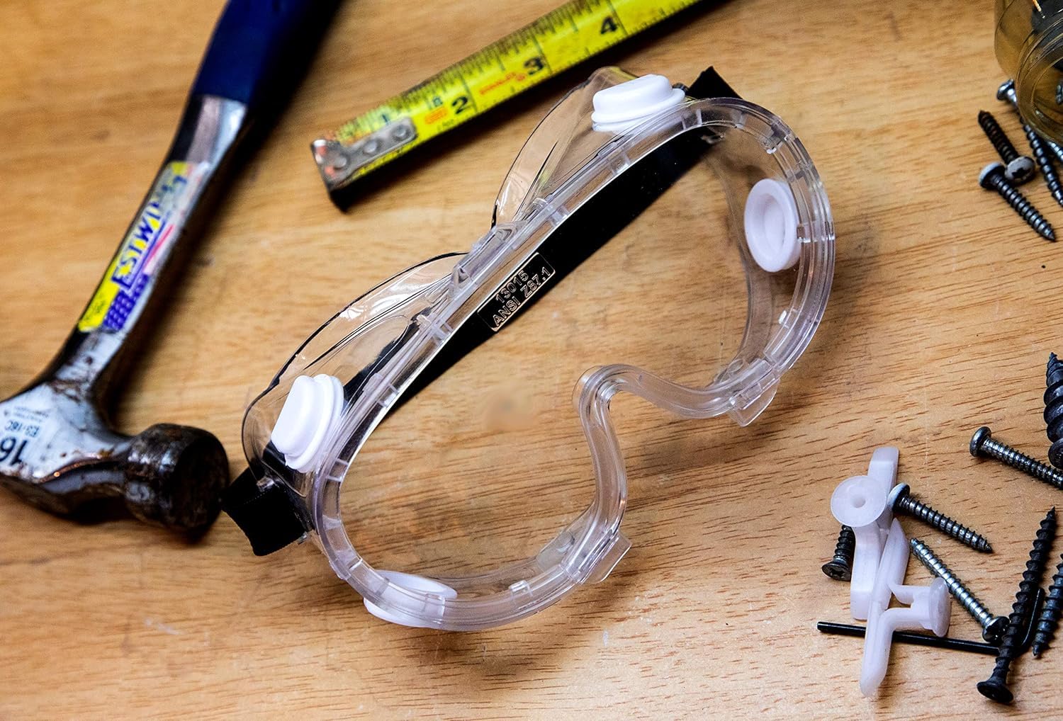 Protective Safety Goggles, Clear Lens & Anti Fog, Adjustable Head Belt Lightweight & Durable, 1 Pack