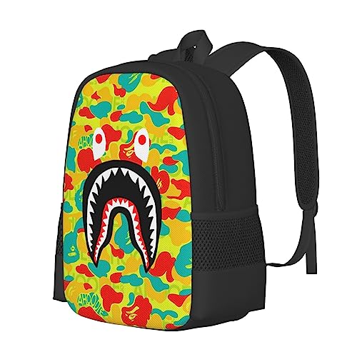 AIRPO Casual Camo Shark Backpacks Camouflage Large Capacity Laptop Daypack Lightweight Multiple Backpack Travel Shoulders Bag For Women Men