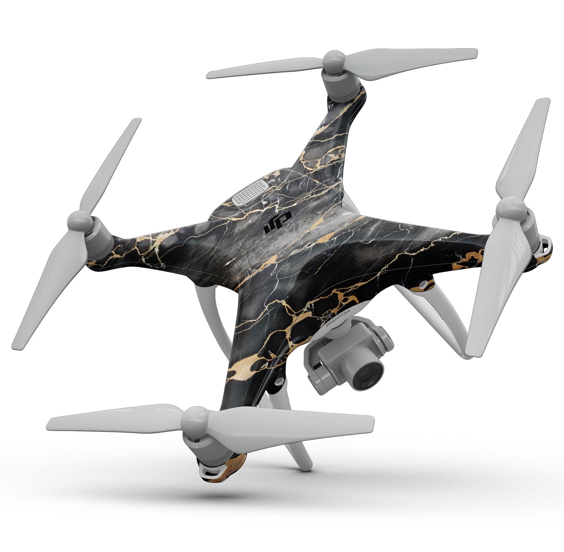 Design Skinz Design Skinz Black and Gold Marble Surface Full-Body Wrap Decal Skin-Kit Compatible with The Drone DJI Phantom 3/Phantom 3 Pro