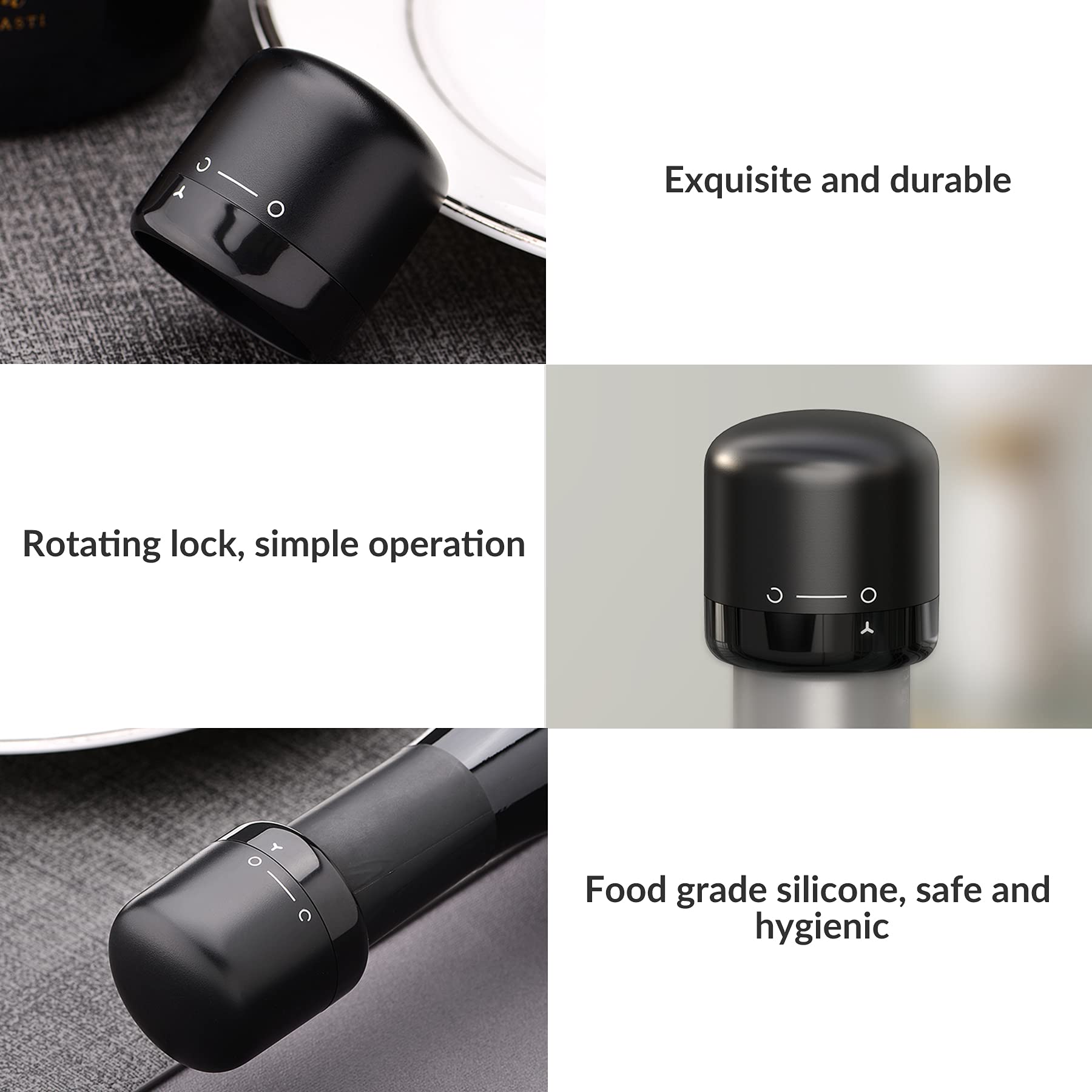 4PCS Wine Stoppers, Reusable Champagne Stoppers,Silicone Wine Stopper, Wine Stoppers for Wine Bottles Bulk, Sivikoze Wine Stoppers for Keep Wine Fresh