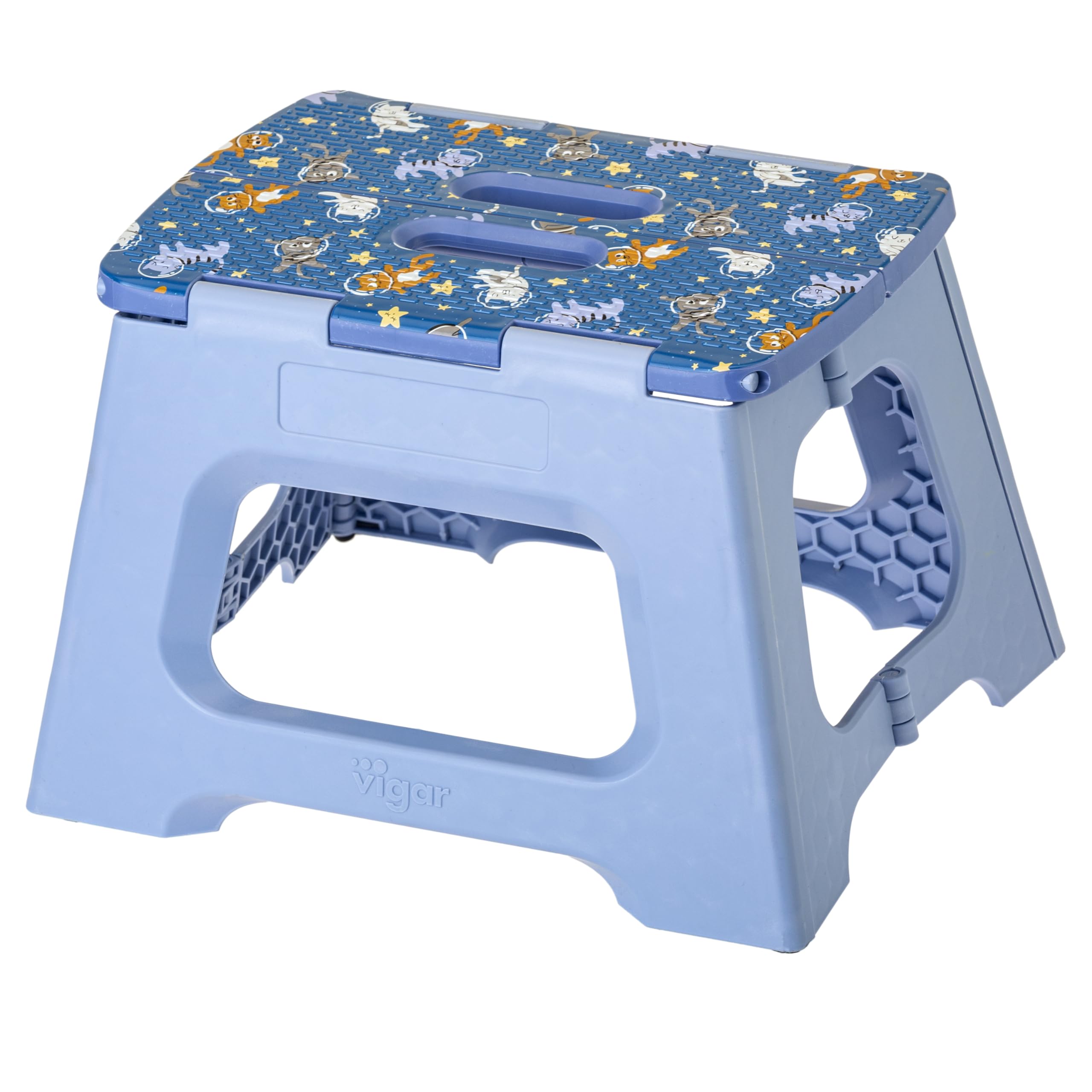 Vigar Compact Kids Step Stool, 9-inch Step Stool for Toddlers and Kids, Folding Stool up to 330 Pound, Lightweight Non-Slip Folding Step Stool, Astrocat