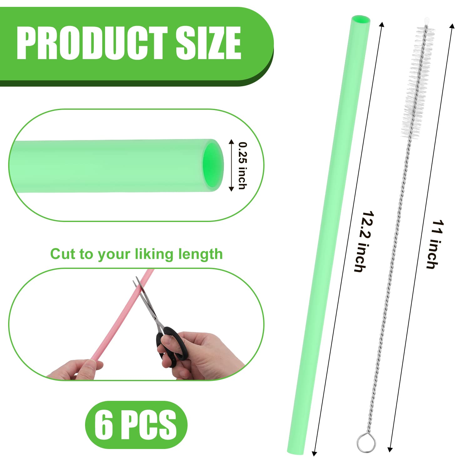 6pcs Replacement Straws for Stanley Adventure Travel Tumbler 40oz, with Cleaning Brush Silicone Replacement Straw Reusable Plastic Straws for Stanley Cup 40 oz Water Jugs (Blue, Pink, Green)
