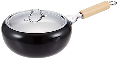 EPOLAS YL-IH20SF Yellow Line Induction Compatible, One-Handed Tempura Pot, 7.9 inches (20 cm) (With Lid)