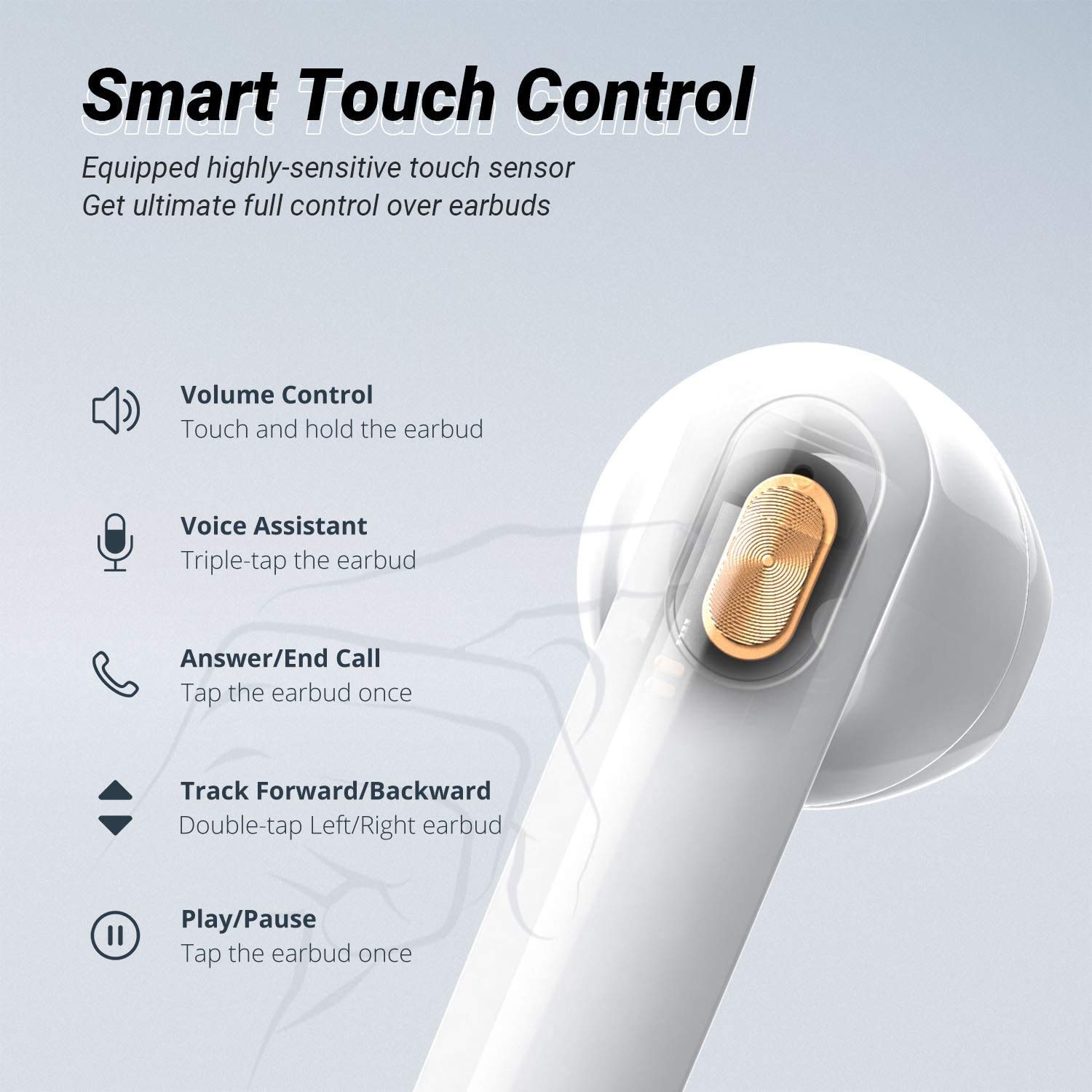 SEEWAY True Wireless Earbuds,Bluetooth Earbuds V5.1,with Touch Control 25 Hours Playtime, USB-C for Fast Charging, Premium Deep Bass for Sports,Commute,Work (Black)