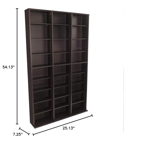 Atlantic Oskar Adjustable CD/DVD/Blu-ray Media Cabinets - Holds up to 756 Discs, 12 Adjustable Shelves Provide Flexible Storage