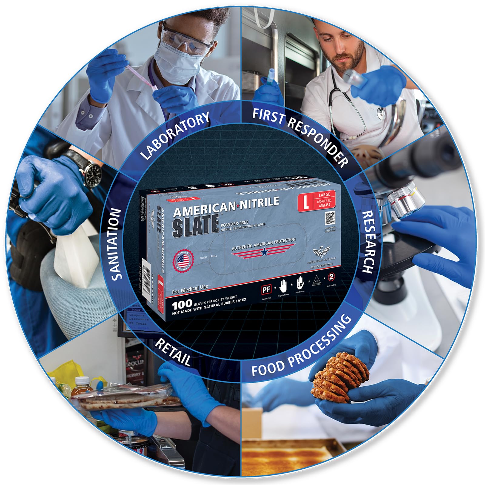 American Nitrile β Slate Powder Free Nitrile Gloves β Latex Free Disposable Gloves β Made in the USA